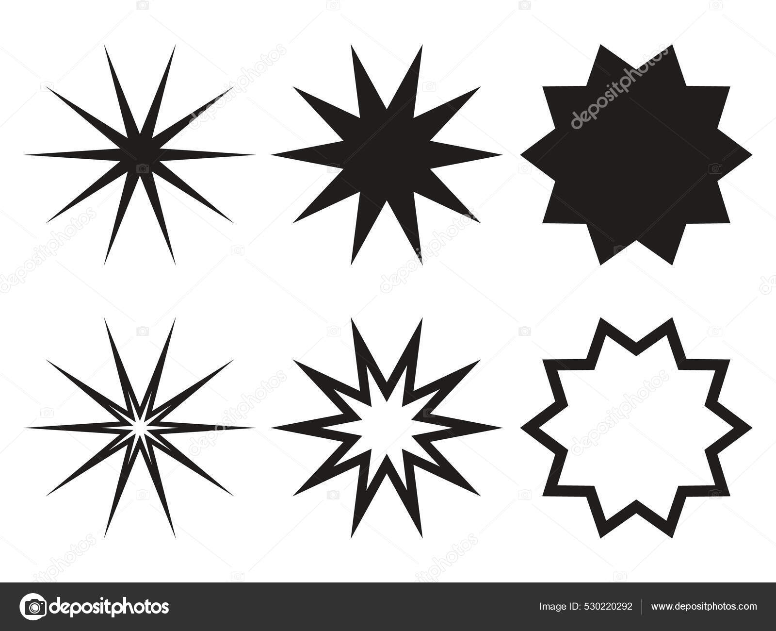 Colección de formas de estrella. Siluetas simples y contorno estrellas ...