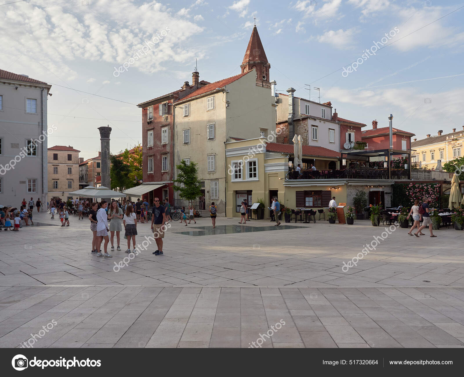 Zadar Croatia July 2021 Petra Zoranica Square Tourists — Stock ...