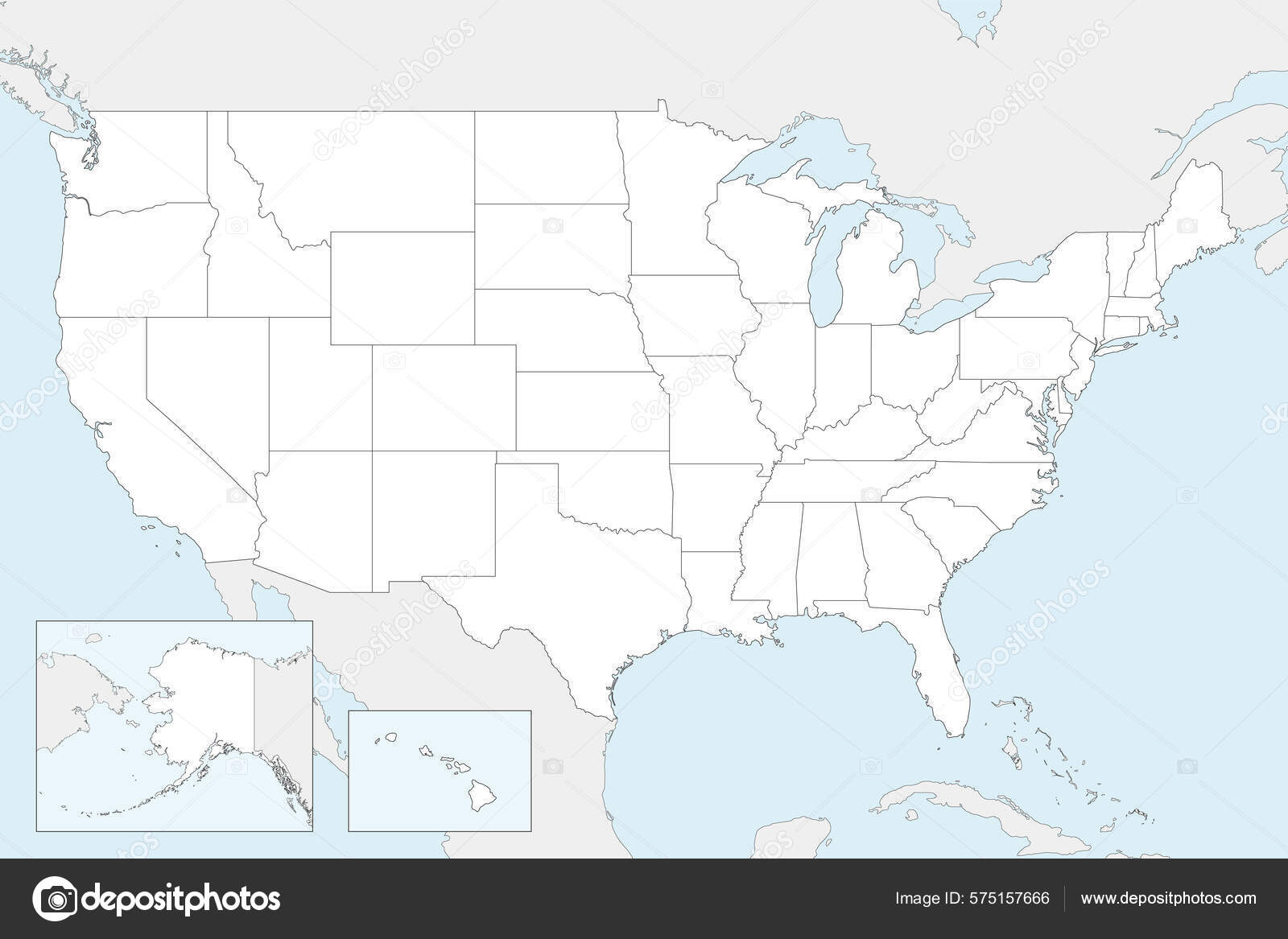 Vektorová Prázdná Mapa Usa Státy Administrativními Divizemi Sousedními ...