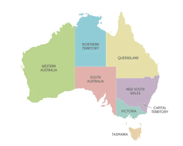 Vector Illustrated Map Australia Regions Administrative Divisions ...