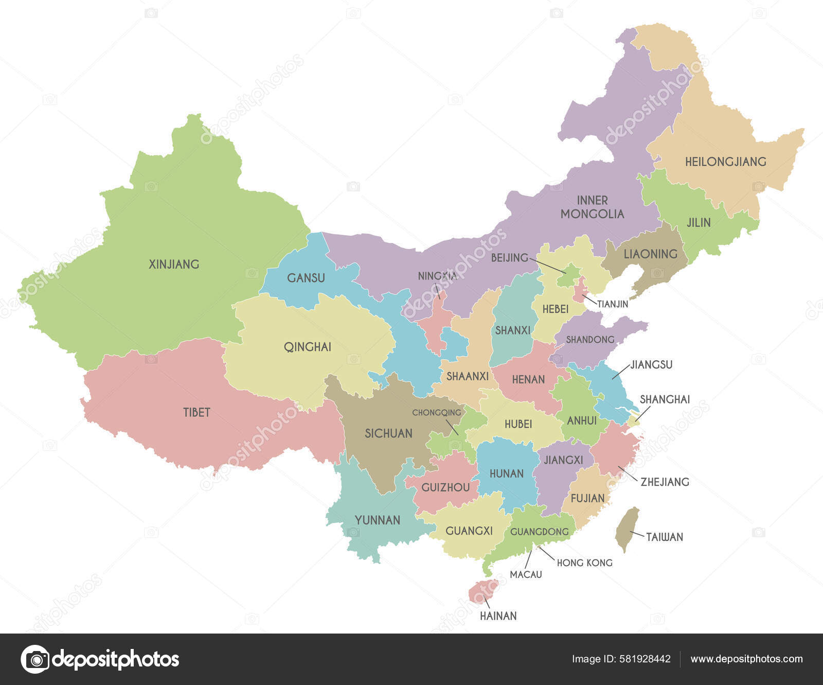 Vector Map China Provinces Regions Administrative Divisions Editable ...