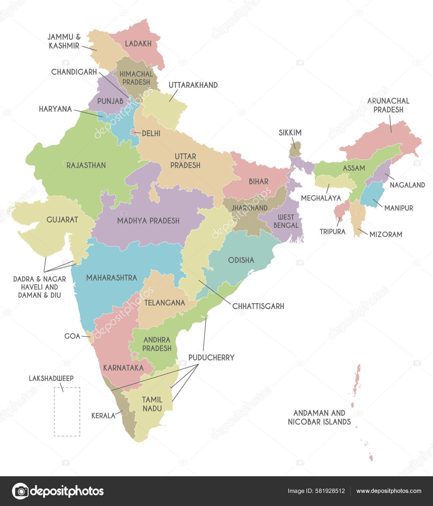 Vector Map India States Territories Administrative Divisions Editable ... Vector Map India States Territories Administrative Divisions Editable ...