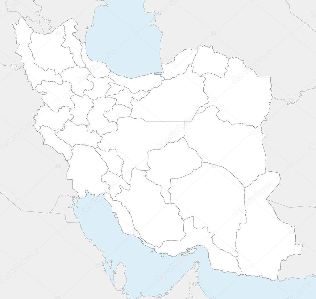 Vector blank map of Iran with provinces and administrative divisions ...