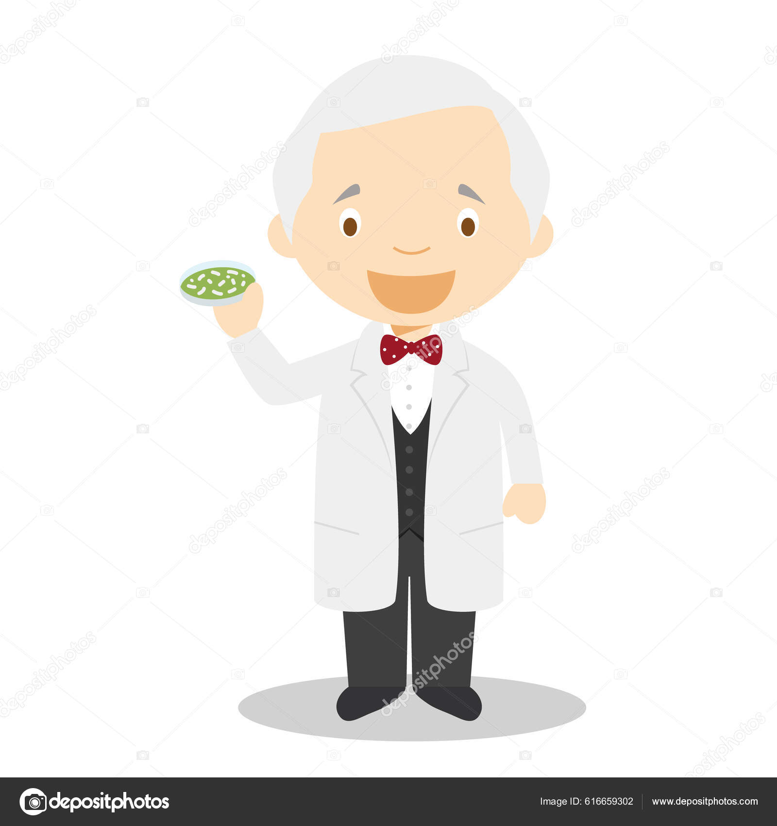 Alexander Fleming Personaje Dibujos Animados Ilustración Vectorial ...