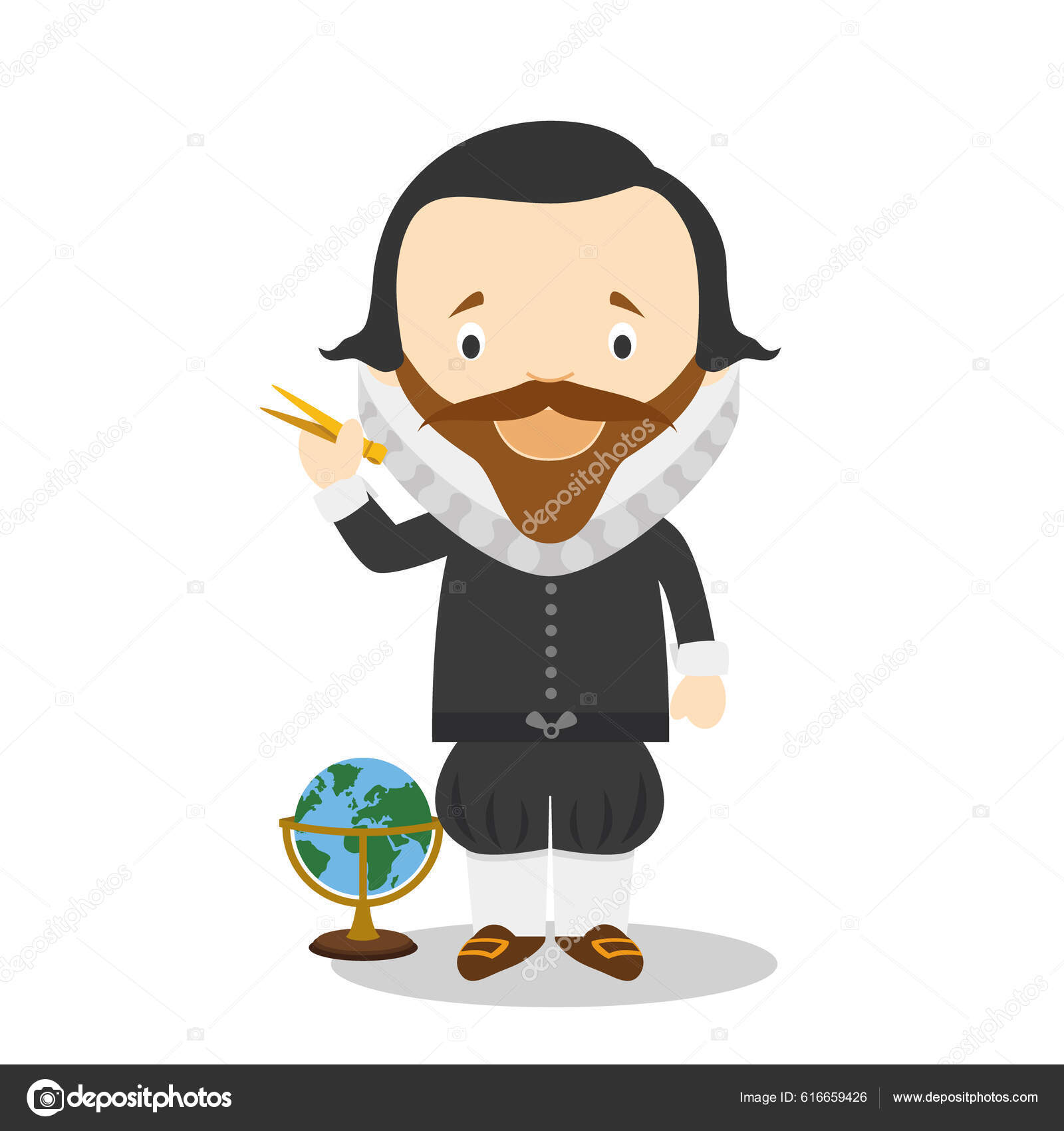 Johannes Kepler Personaje Dibujos Animados Ilustración Vectorial ...
