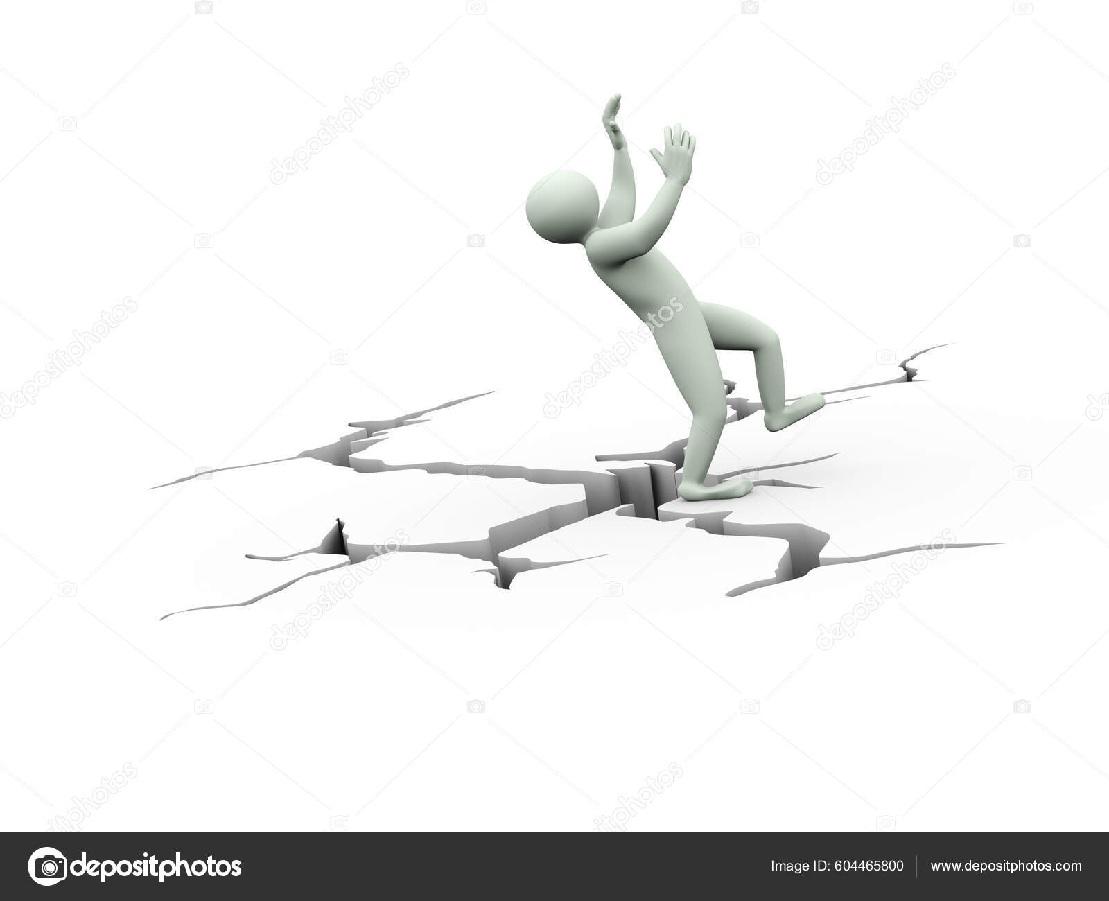Illustration Falling Dis Balanced Person Cracked Ground Earth Human ...