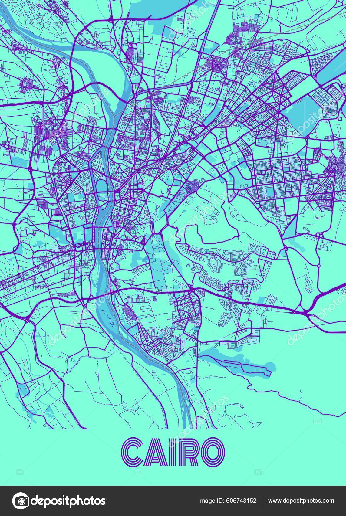 Kairo Peta Kota Galaxy Mesir Adalah Cetakan Indah Dari Kota — Foto Stok ...