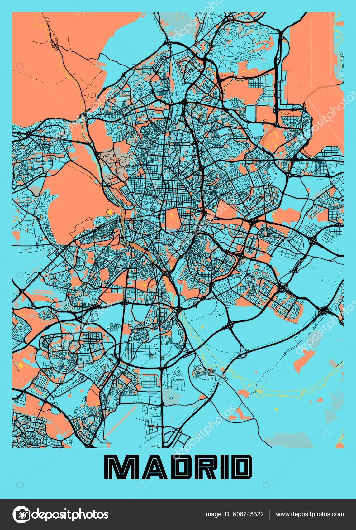 Madrid Espanha Gloria City Map Uma Bela Estampa Das Cidades ...