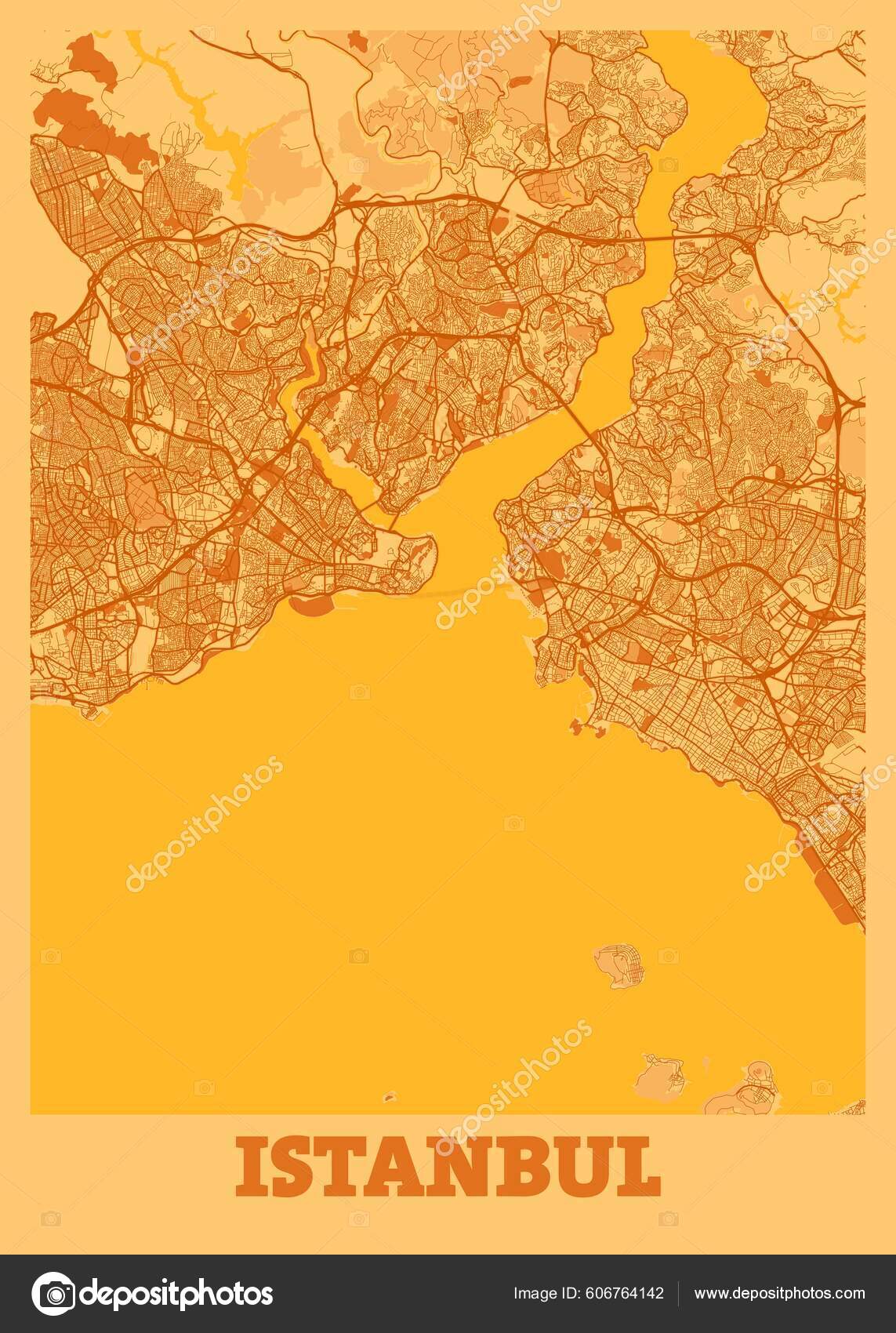 Istanbul Turkey Sunset City Map Beautiful Prints World's Most Famous ...