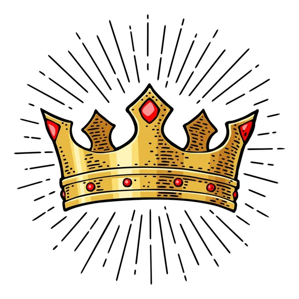 King crown. Engraving vintage vector black illustration. Isolated on ...