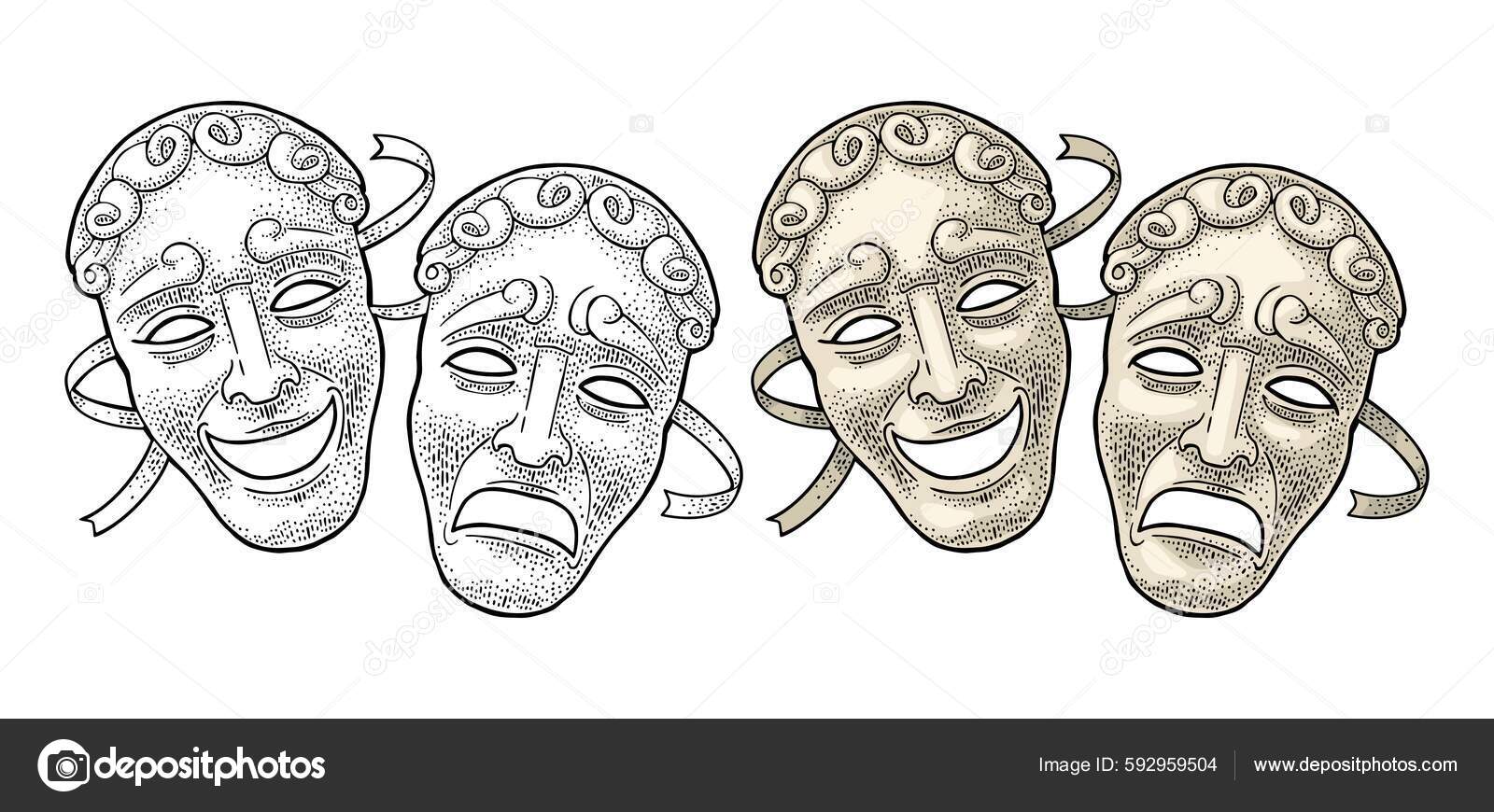 Comedy Tragedy Masks Black And White