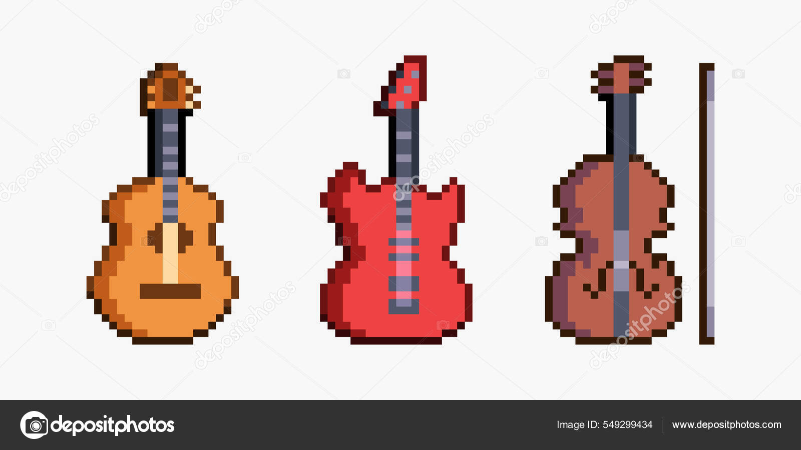 Pixel Art Music Instruments Stock Vector Image by ©Vectorspace #549299434