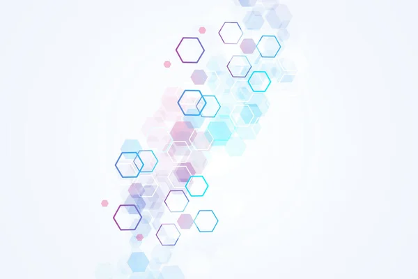 Science network pattern, connecting lines and dots. Technology hexagons structure or molecular ...