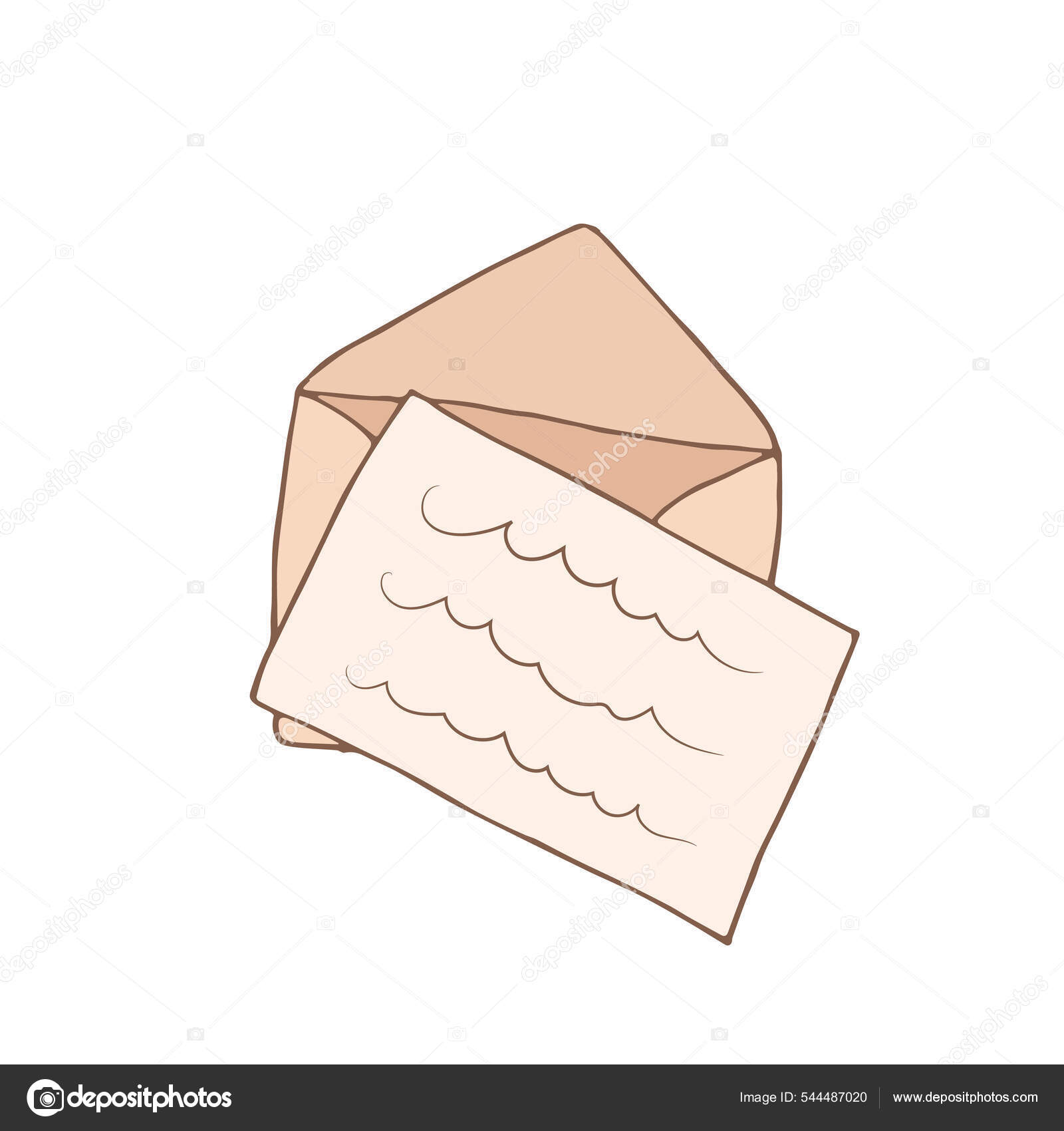 Open envelope doodle icon. Vector cartoon illustration with sketch ...