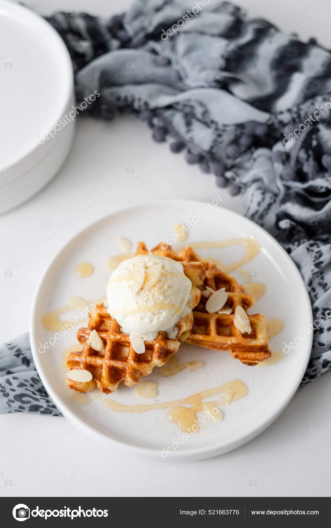 Croffle Toping Any Variant Biscoff Almond White Plate White Background ...