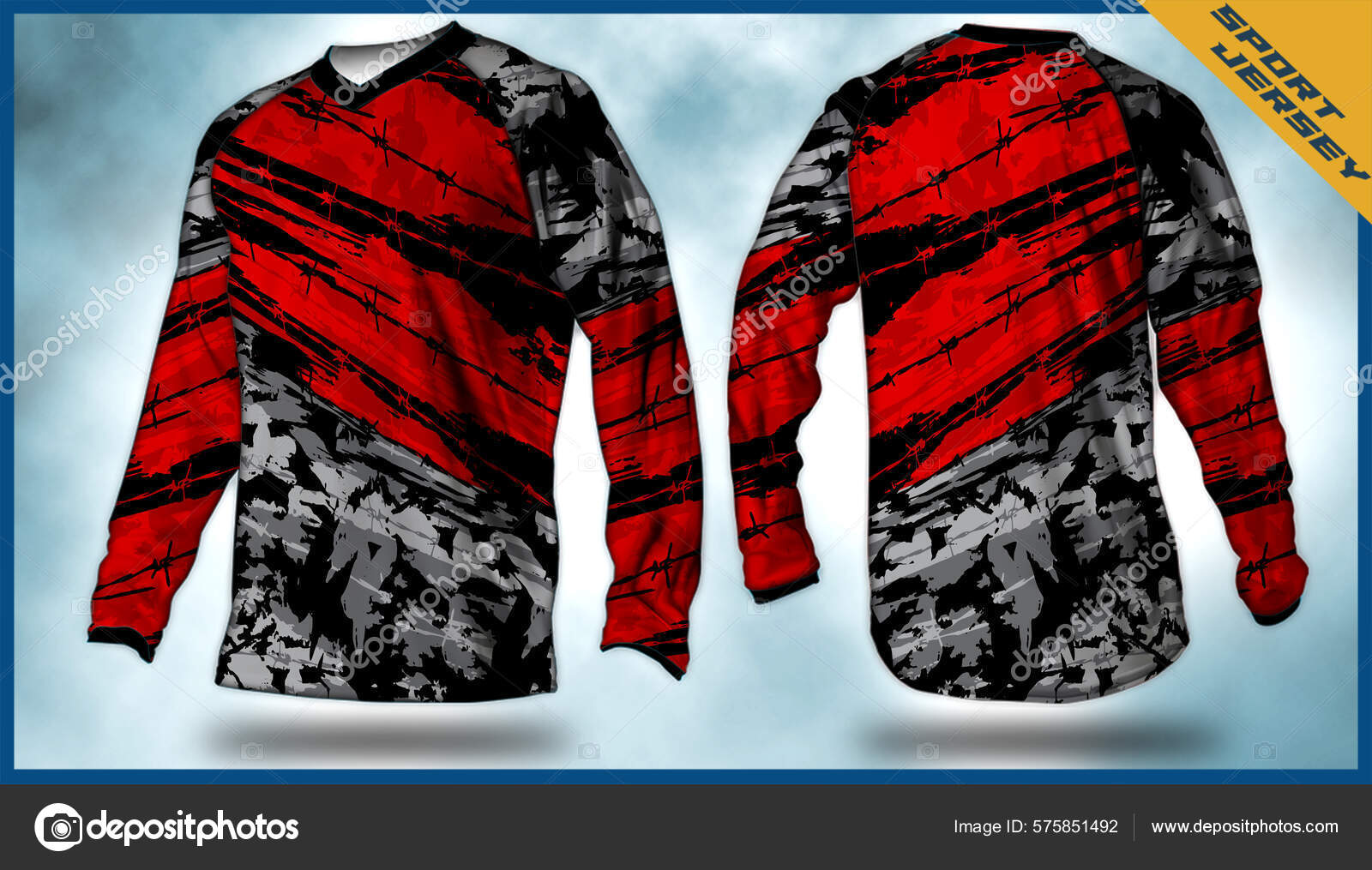 Long Sleeve Motocross Jerseys Shirts Vector Abstract Background Design ...