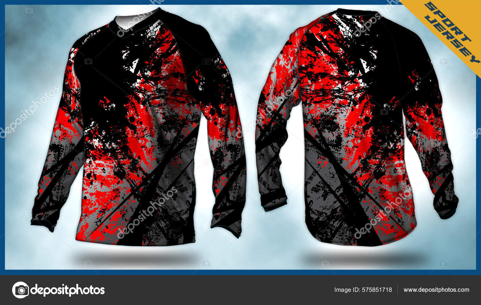 Long Sleeve Motocross Jerseys Shirts Vector Abstract Background Design ...