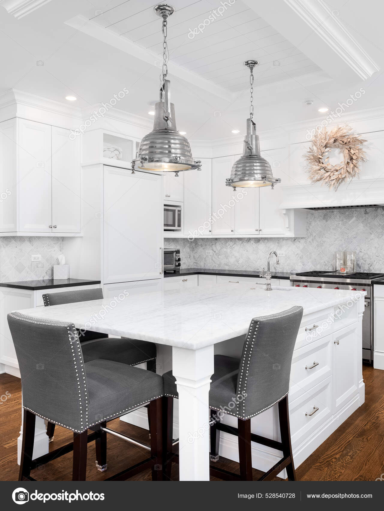 Chicago Usa October 2020 Modern White Kitchen Chairs Sitting Large ...