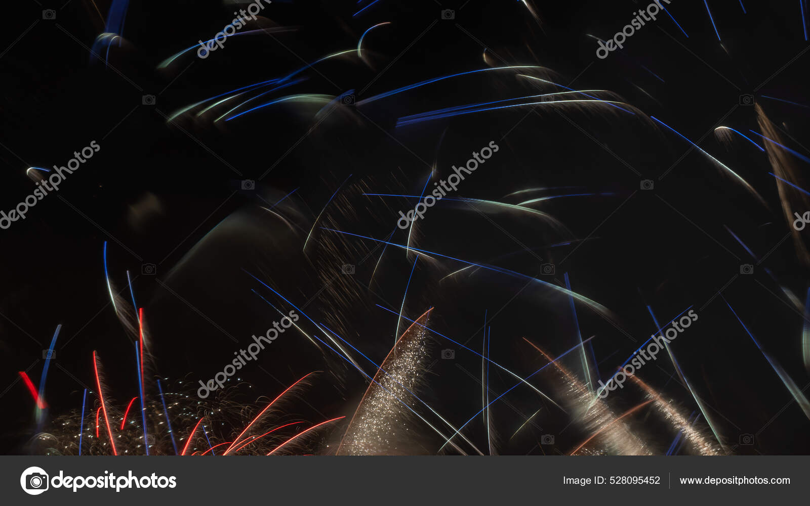 Long Exposure Fireworks Black Sky Fireworks Display Night Sky — Stock ...