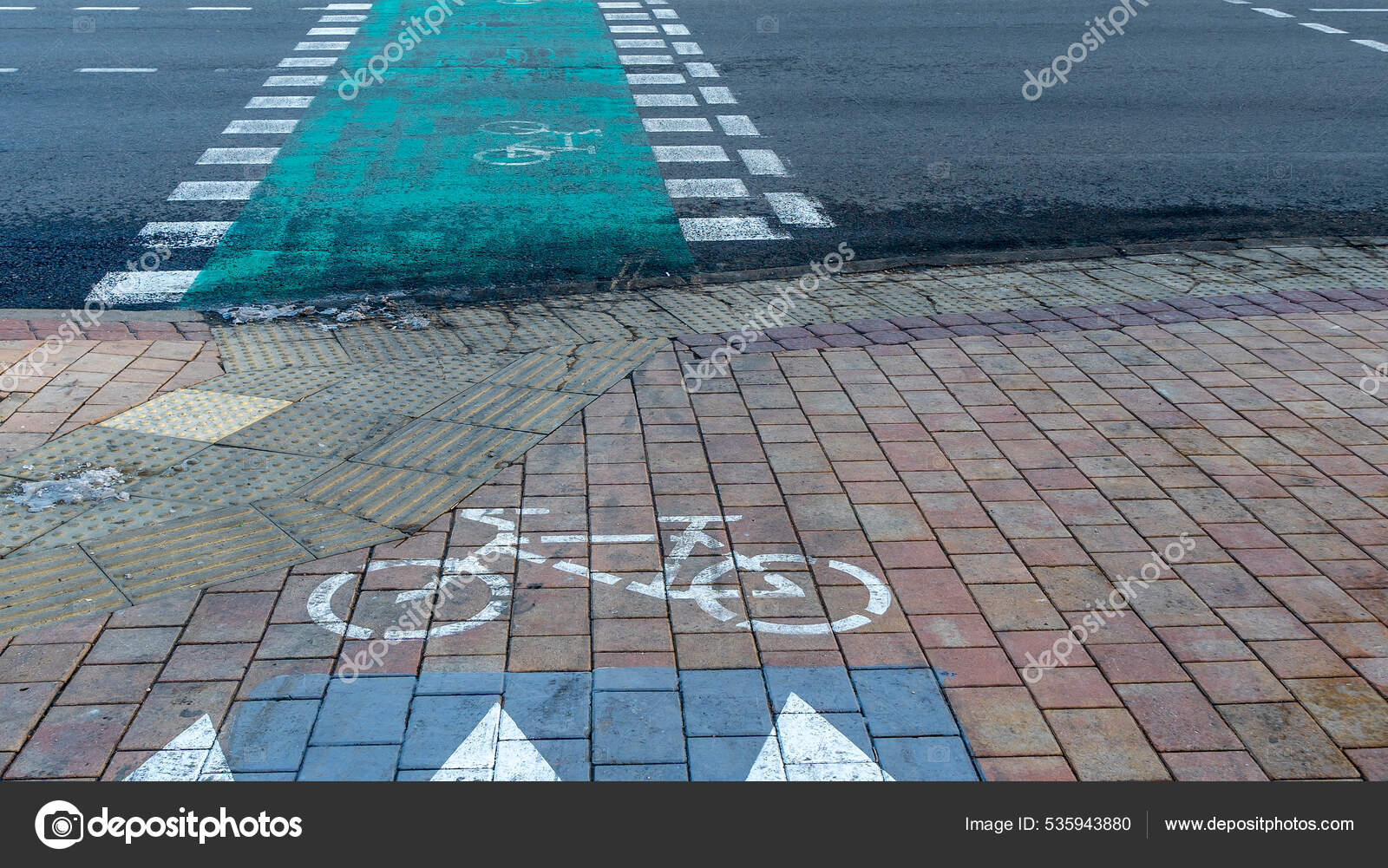 Bicycle Path Passing Pedestrian Crossing Road Bike Detail Pedestrian ...
