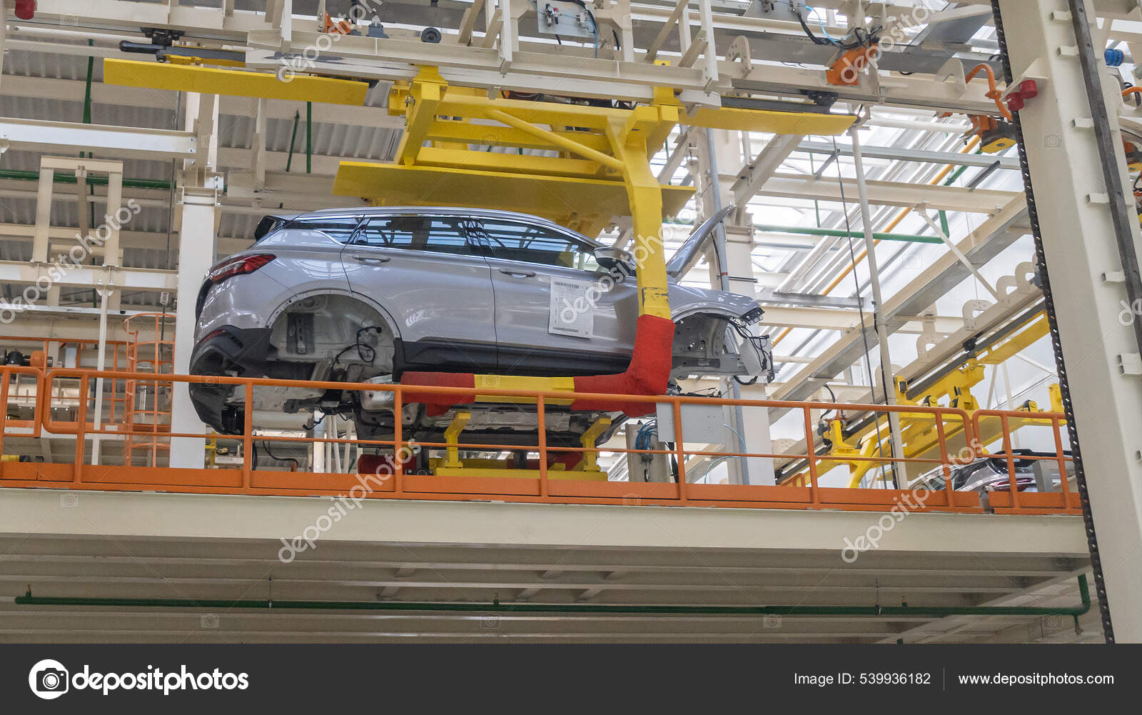 Car Being Manufactured Assembly Line Car Production Line – Stock ...