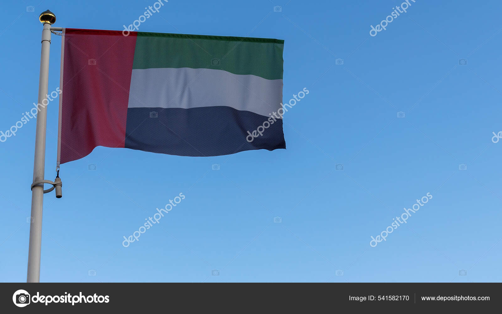 National Flag United Arab Emirates Flagpole Front Blue Sky Sun — Stock
