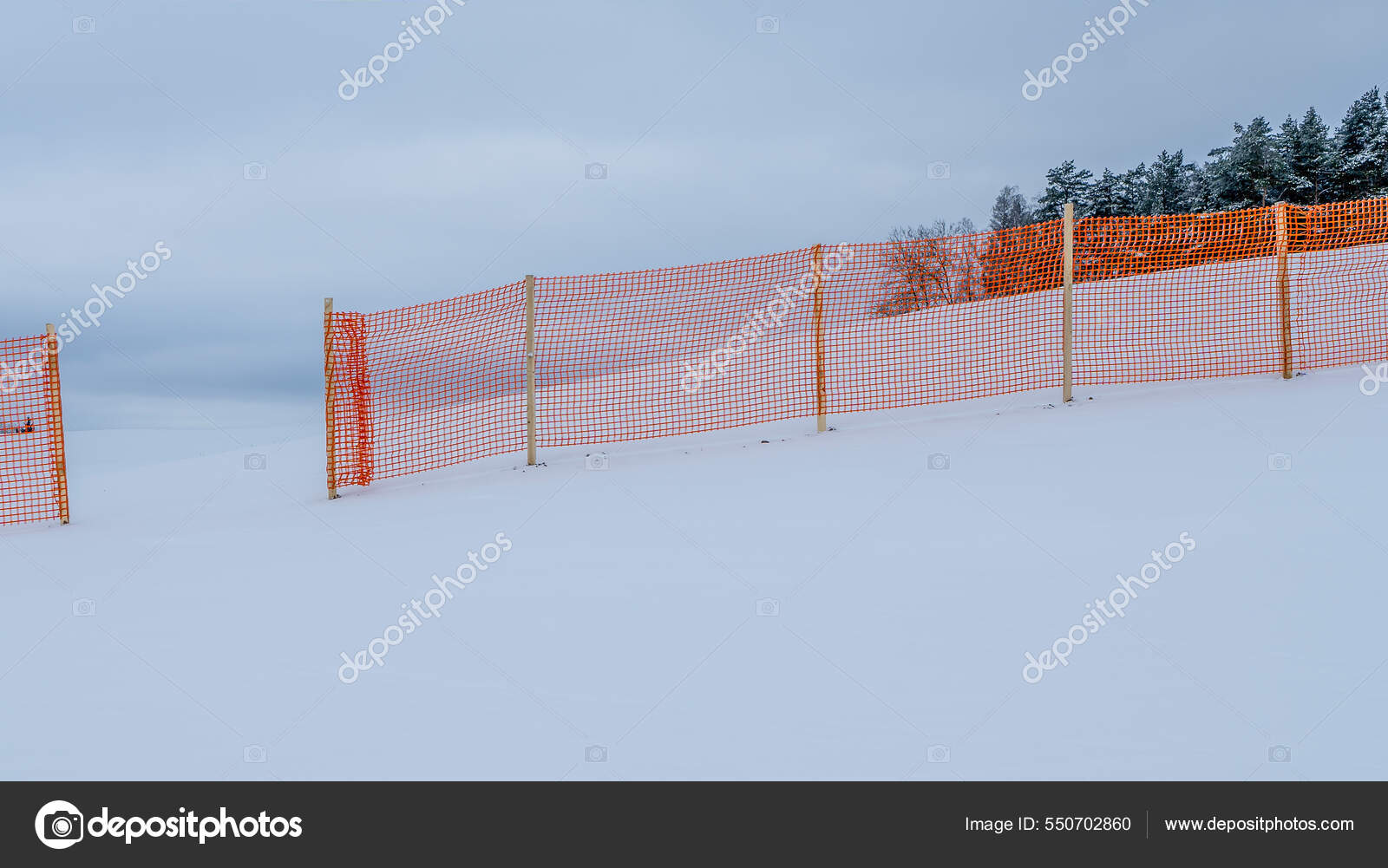 Orange Perforated Plastic Foil Barriers Snow Farmland Protects Snow ...