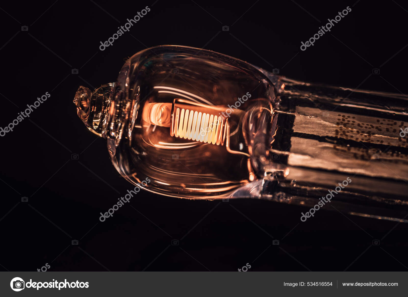 Closeup Halogen Bulb Made Glass Wolfram Wire Barely Glowing — Stock ...
