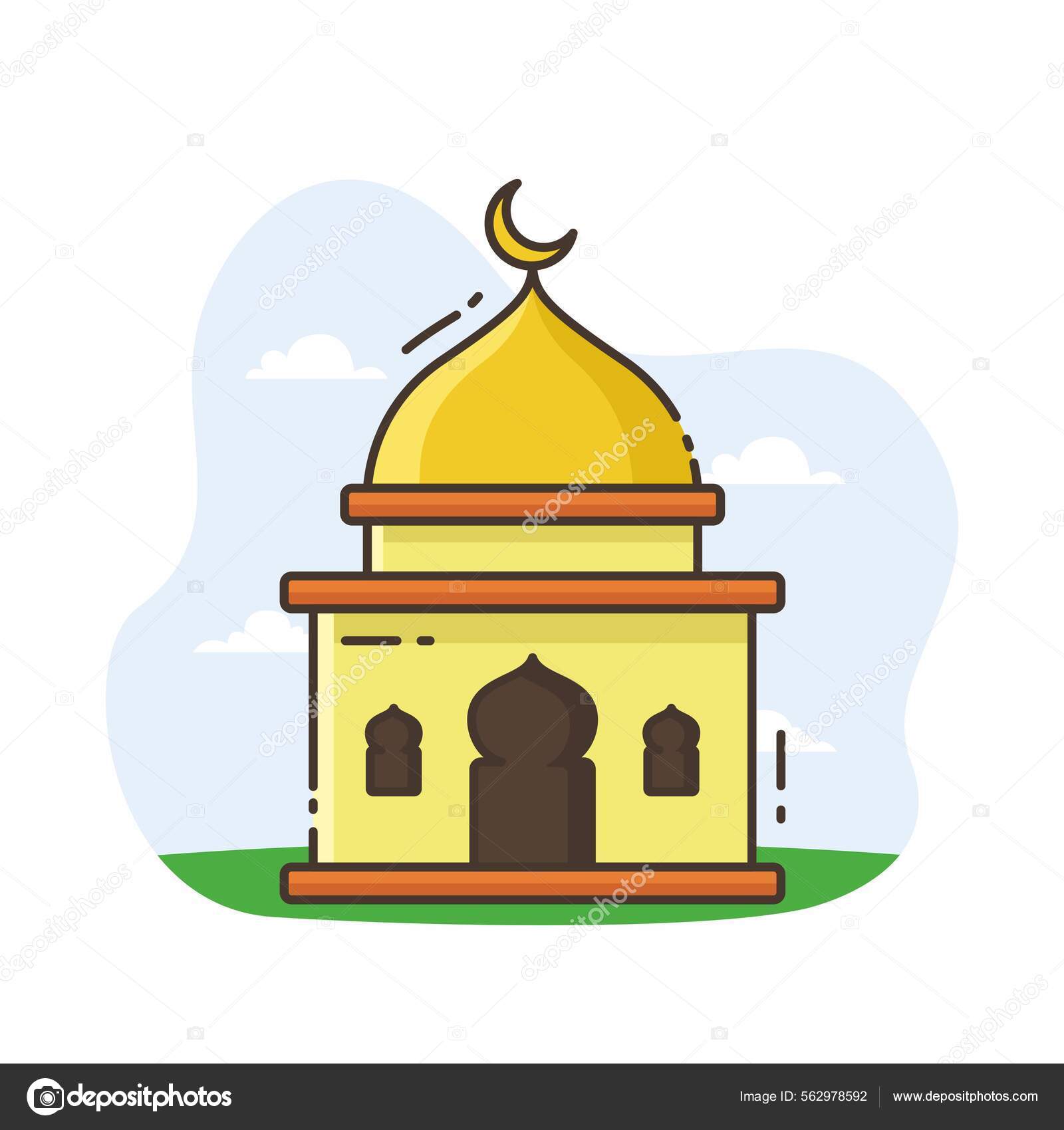 Grafik Vektor Ilustrasi Masjid Gaya Masjid Minimalis Terisolasi Pada ...