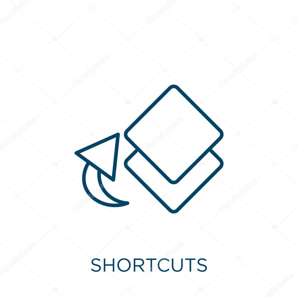 icono de accesos directos. Atajos lineales delgados contorno icono ...