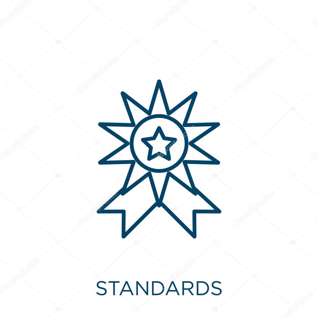 icono de normas. Estándares lineales delgados esbozan icono aislado ...