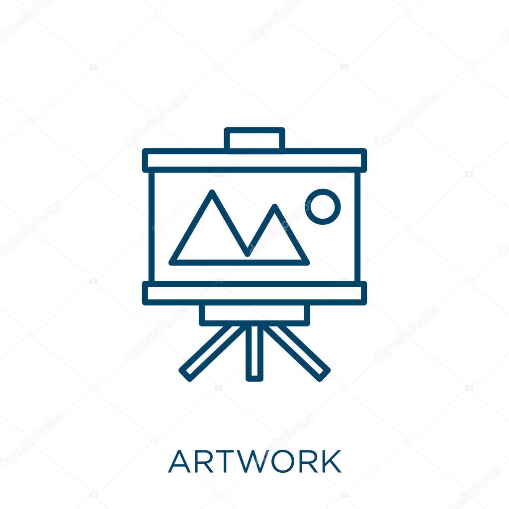 icono de la obra. Icono de contorno de obra de arte lineal delgada ...