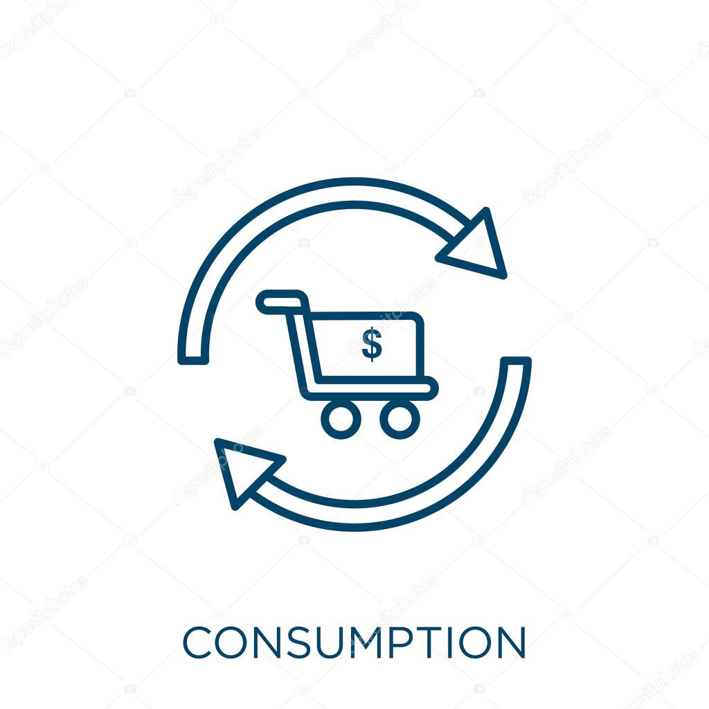 icono de consumo. Icono del contorno de consumo lineal delgado aislado ...