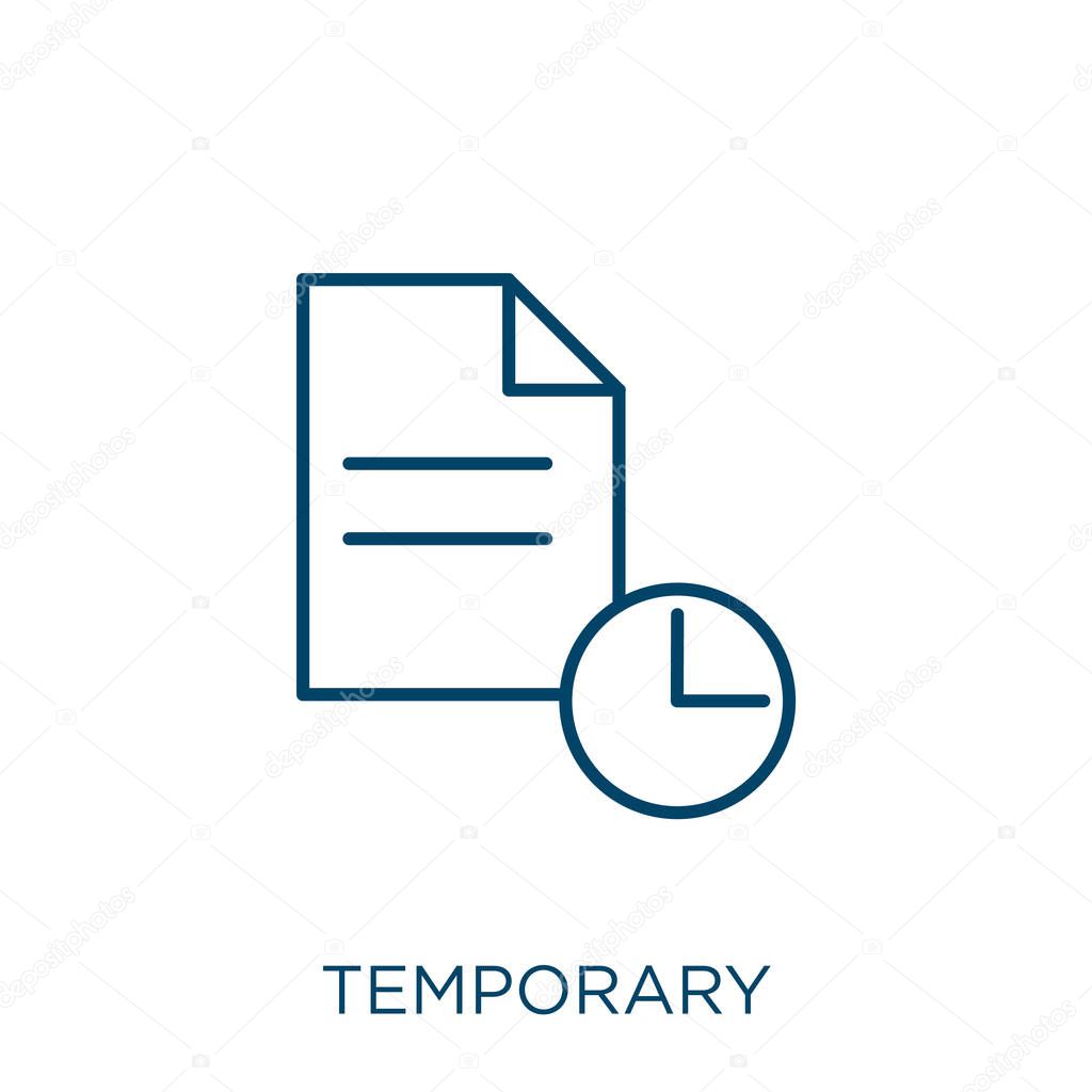 icono temporal. Icono de contorno temporal lineal delgado aislado sobre ...