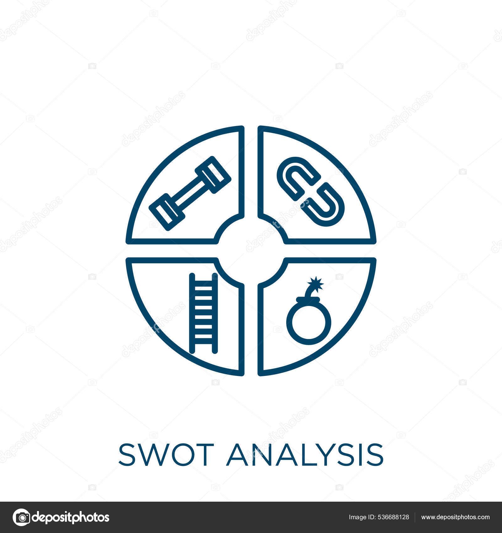 Icono Análisis Swot Icono Contorno Análisis Swot Lineal Delgado Aislado ...