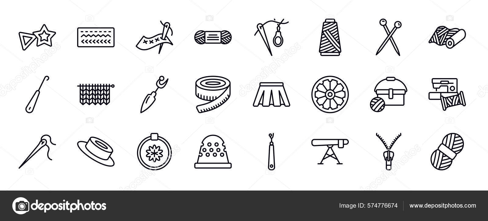 Sew Editable Line Icons Set Sew Thin Line Icons Collection Stock Vector ...
