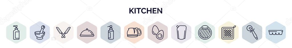 conjunto de iconos web de cocina en estilo de esquema. iconos de l nea ...