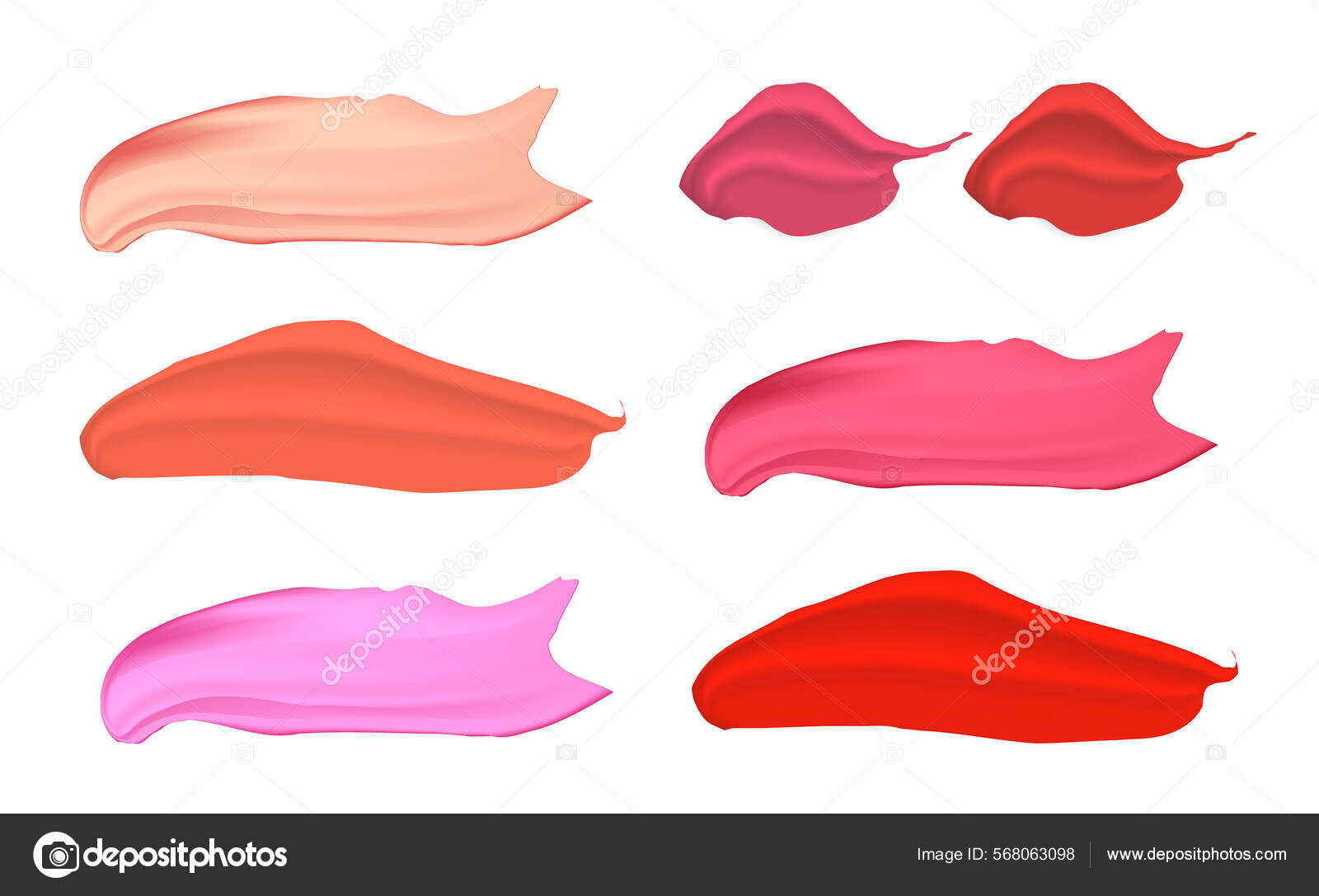 Smears Lipstick Set Isolated White Background Beauty Cosmetics Colorful ...