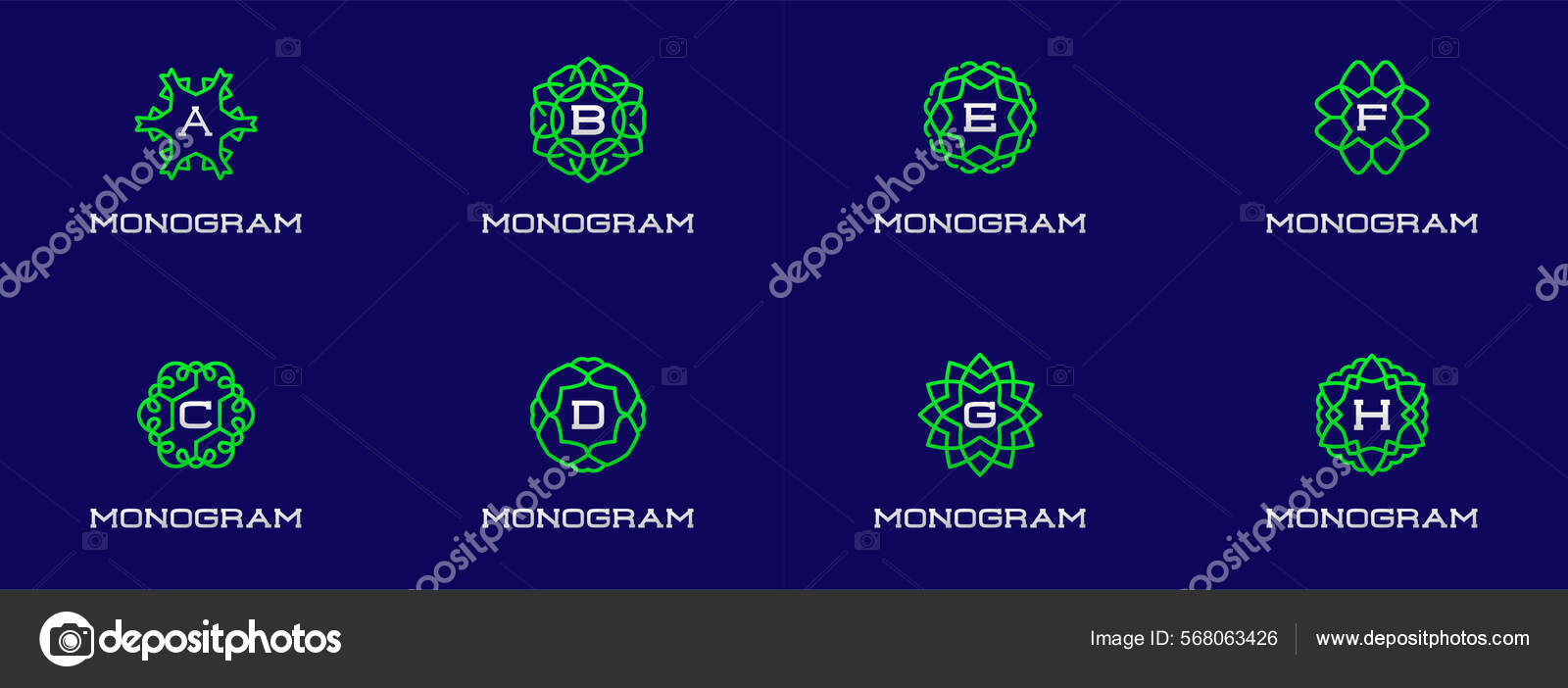 Big Set Compact Monogram Design Template Letter Vector Illustration ...
