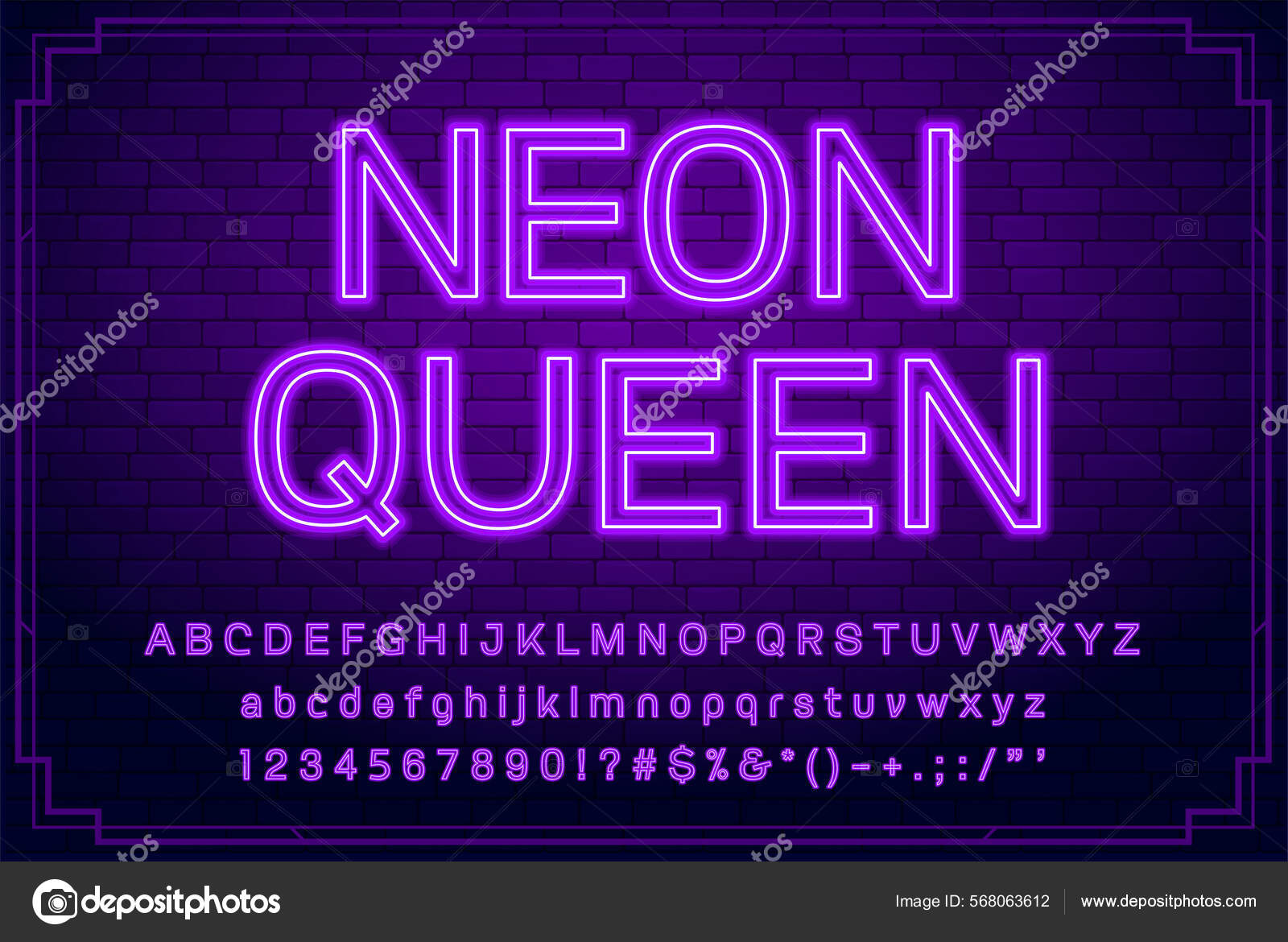 Bright Neon Alphabet Letters Numbers Symbols Sign Vector Night Show ...