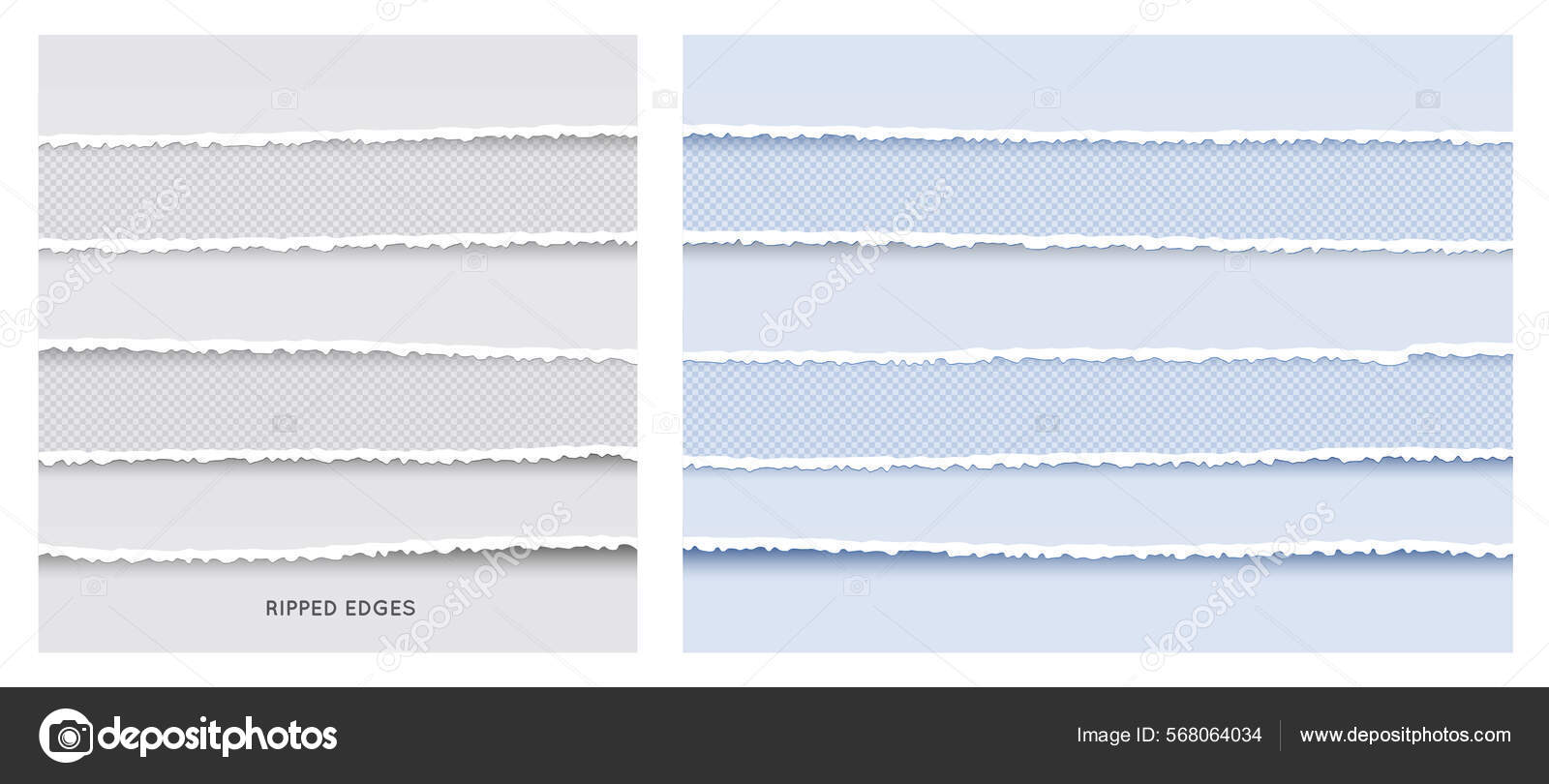 Double Set Ripped Torn Paper Stripes Texture Paper Damaged Edge Stock ...
