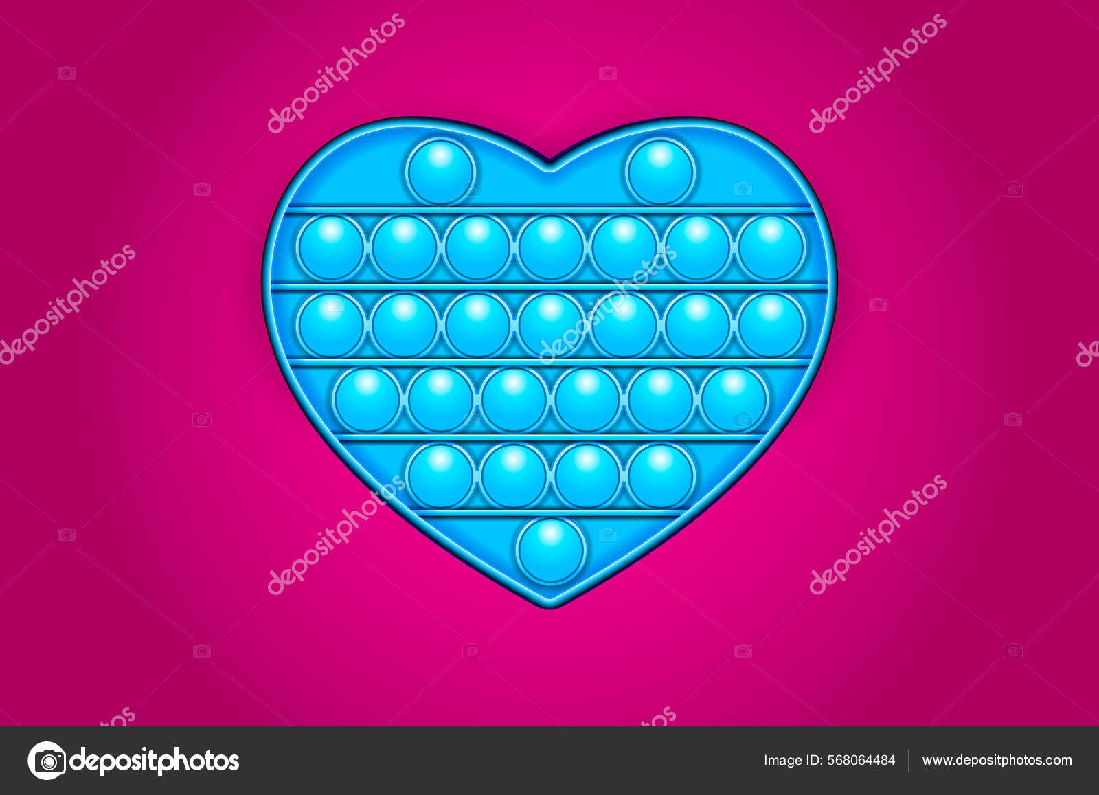 Blue Heart Shaped Trendy Pop Fidget Toy Empty Background Vector Stock ...