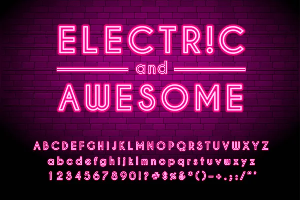 Bright Neon Alphabet Letters Numbers Symbols Sign Vector Night Show ...