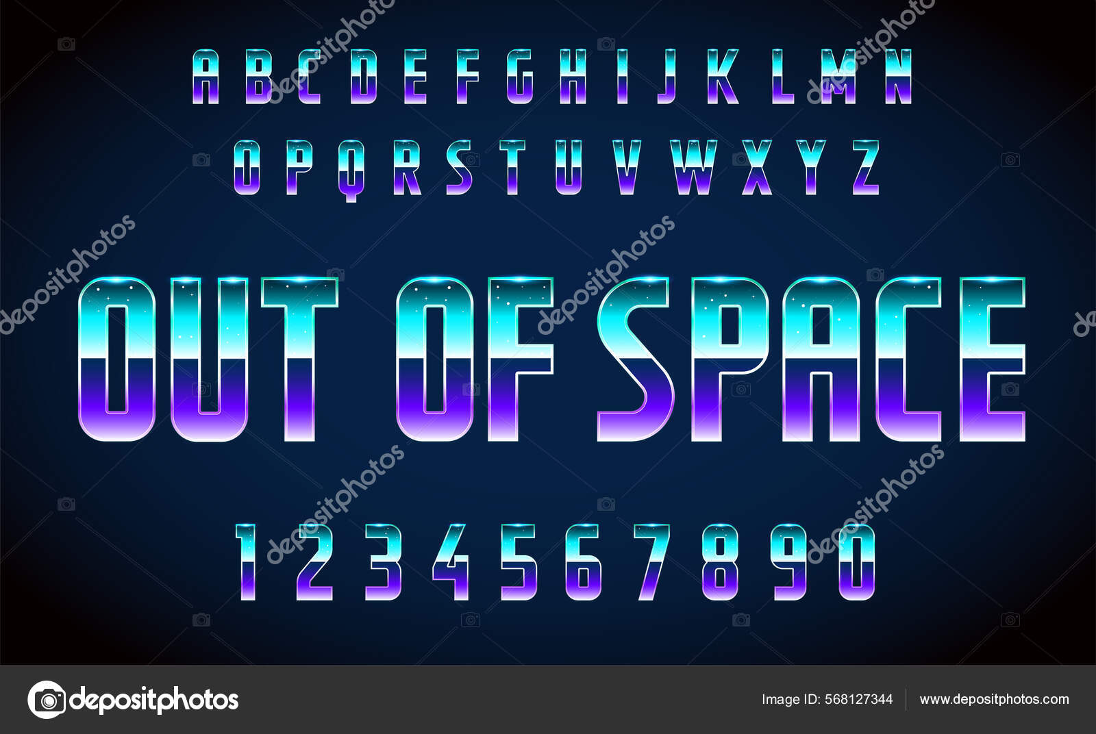 80S Retro Futurism Sci Font Alphabet Vector Out Space Stock Vector by ...