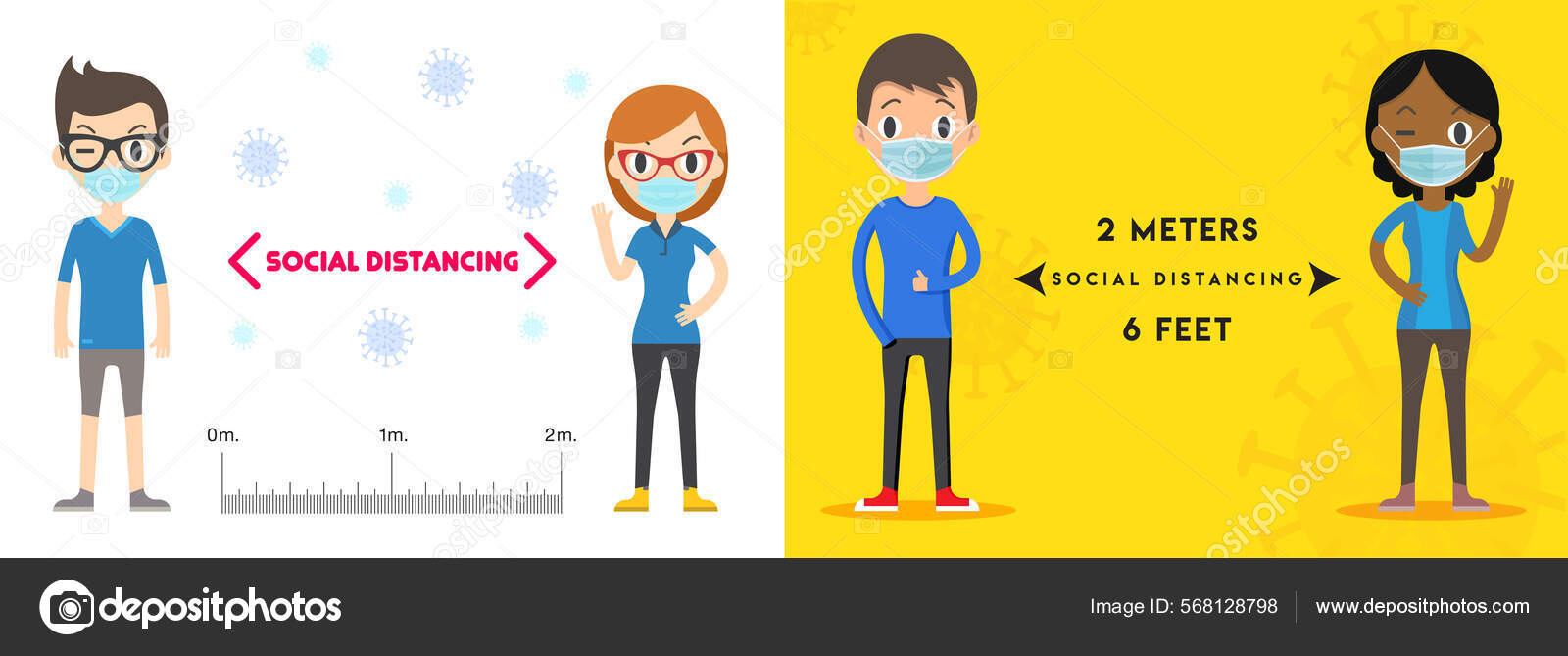 Set Social Distance Information Poster Safety Space Meters Apart Social ...