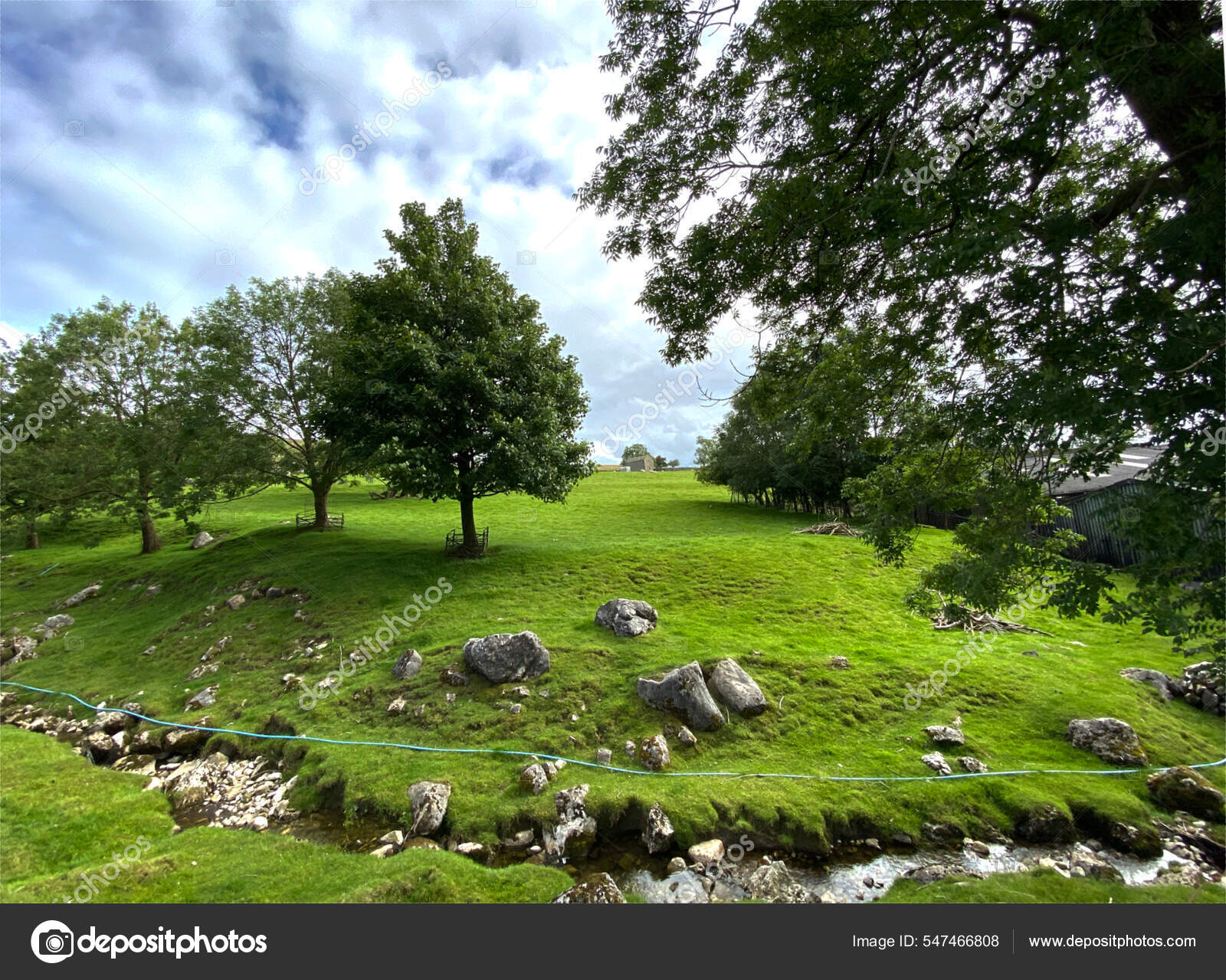 Rural Landscape Hosepipe Feeding Local Farm Stream Hawthornes Lane ...