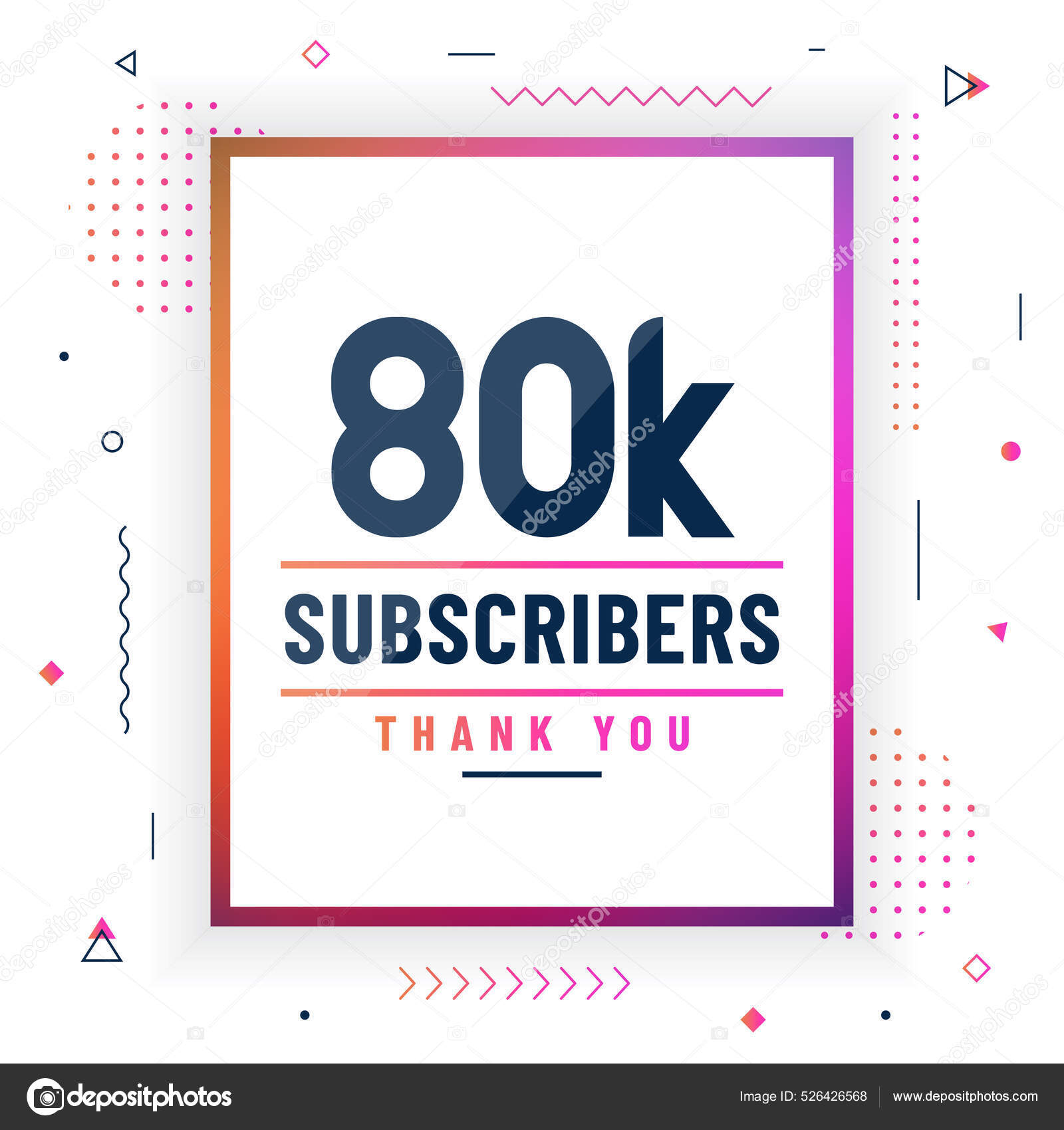 Thank You 80K Subscribers 80000 Subscribers Celebration Modern Colorful ...