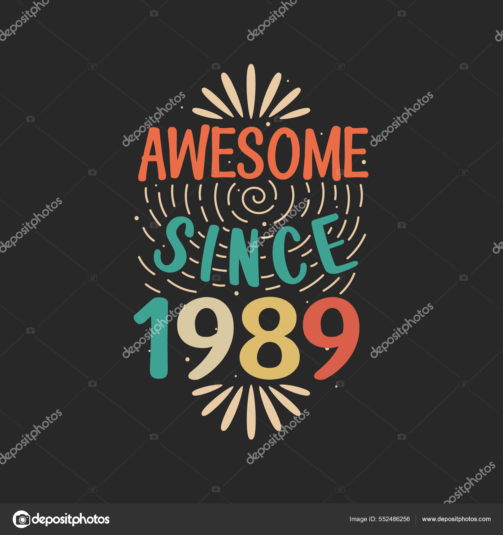 Awesome 1989 1989 Vintage Retro Birthday Stock Vector Image by ©creator.stockia@gmail.com #552486256