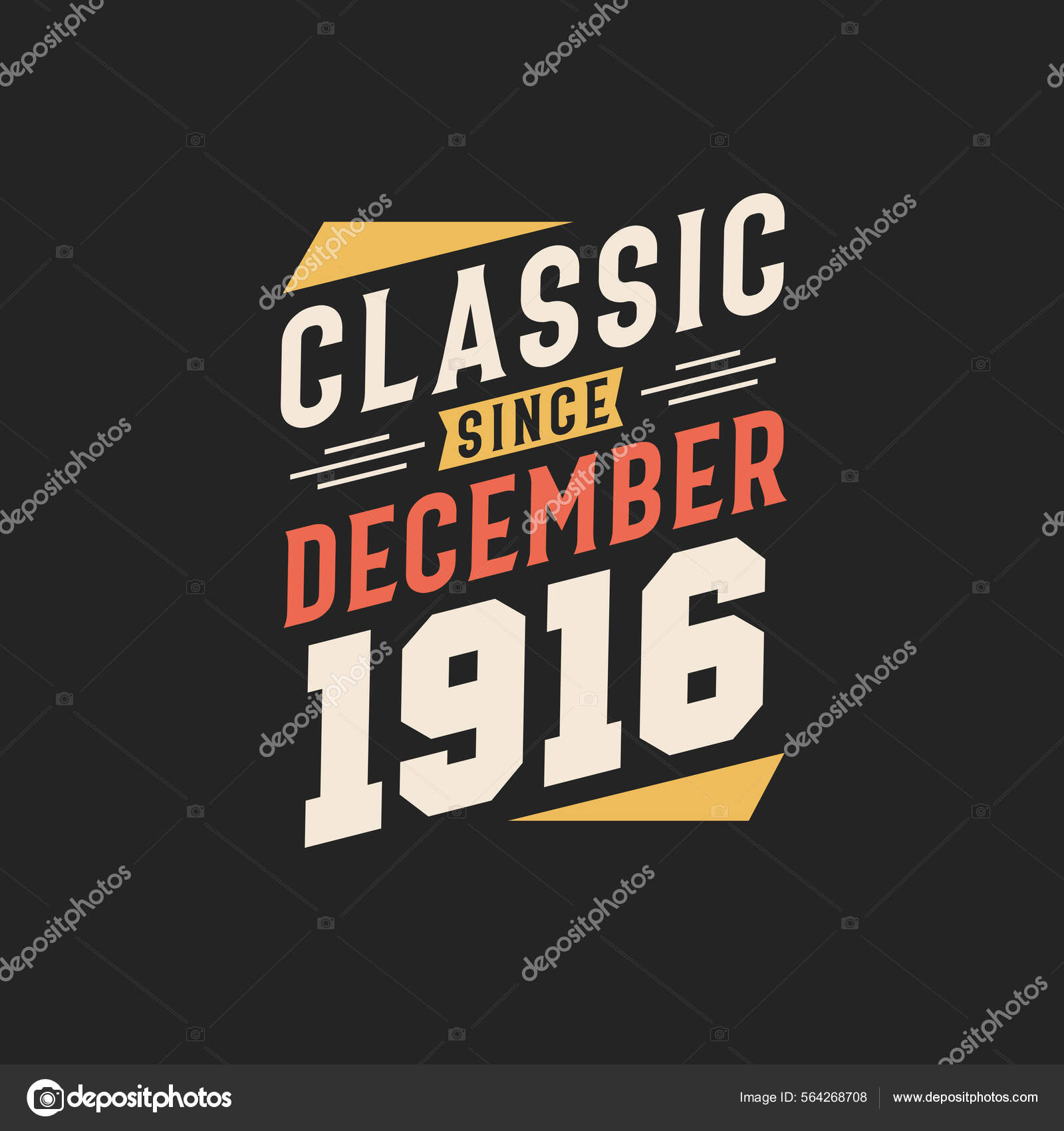 Classic December 1916 Born December 1916 Retro Vintage Birthday Stock ...