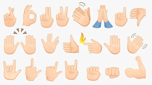 Set of hands icons and symbols. Emoji hand icons. Different gestures ...